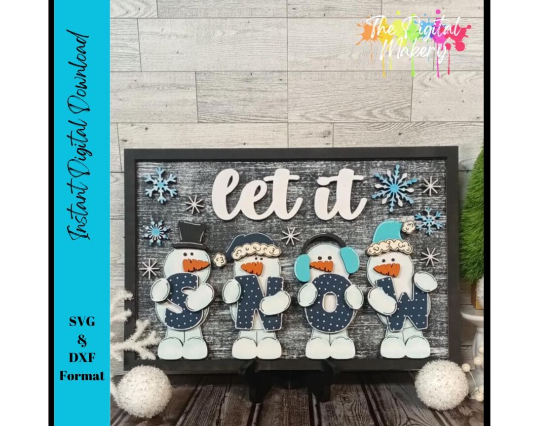 Snowman Sign SVG | Let It Snow Sign File | Winter Wall Art File | DIY ...
