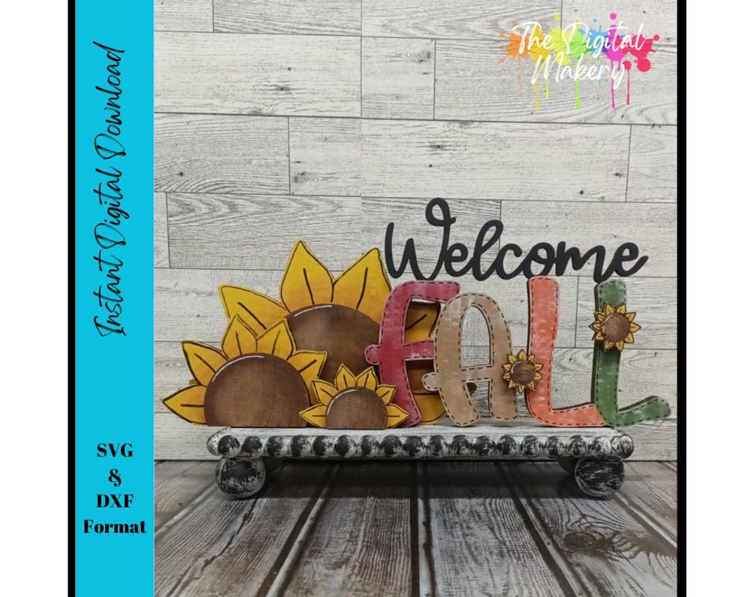 Fall Sign SVG | Fall Sunflower Sign File | Welcome Fall SVG | Sunflower ...