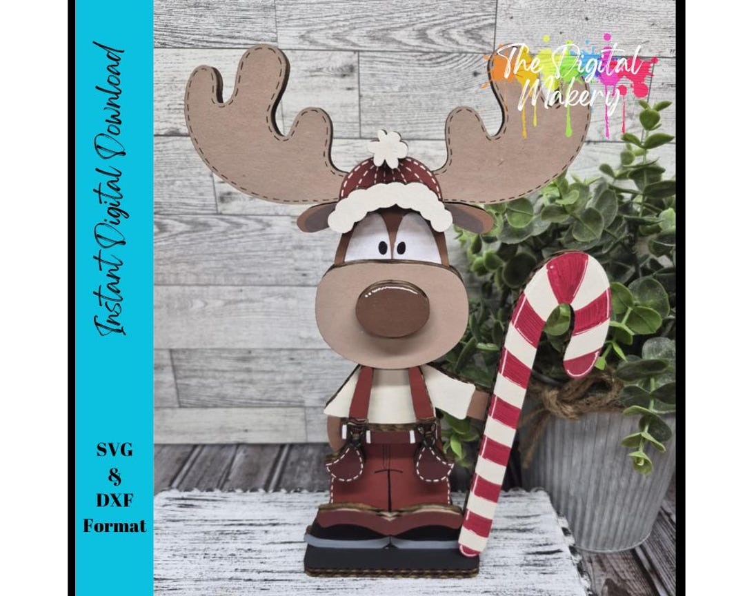 Christmas Moose SVG | Candy Cane Moose File | Merry Christ-moose SVG ...