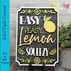 Easy Peasy Lemon Squeezy Sign SVG | Lemon Sign SVG | Lemon Decor File ...