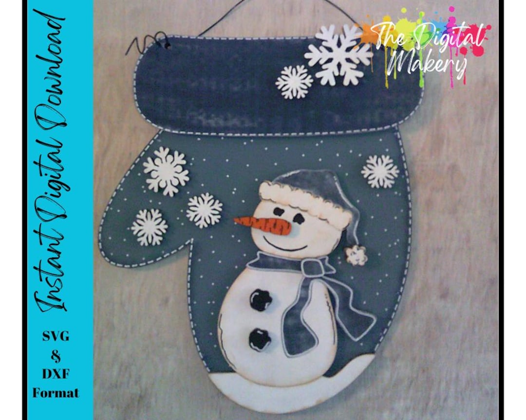 Snowman SVG | Winter Mitten Laser Cut File | Christmas Mitten SVG | DIY ...