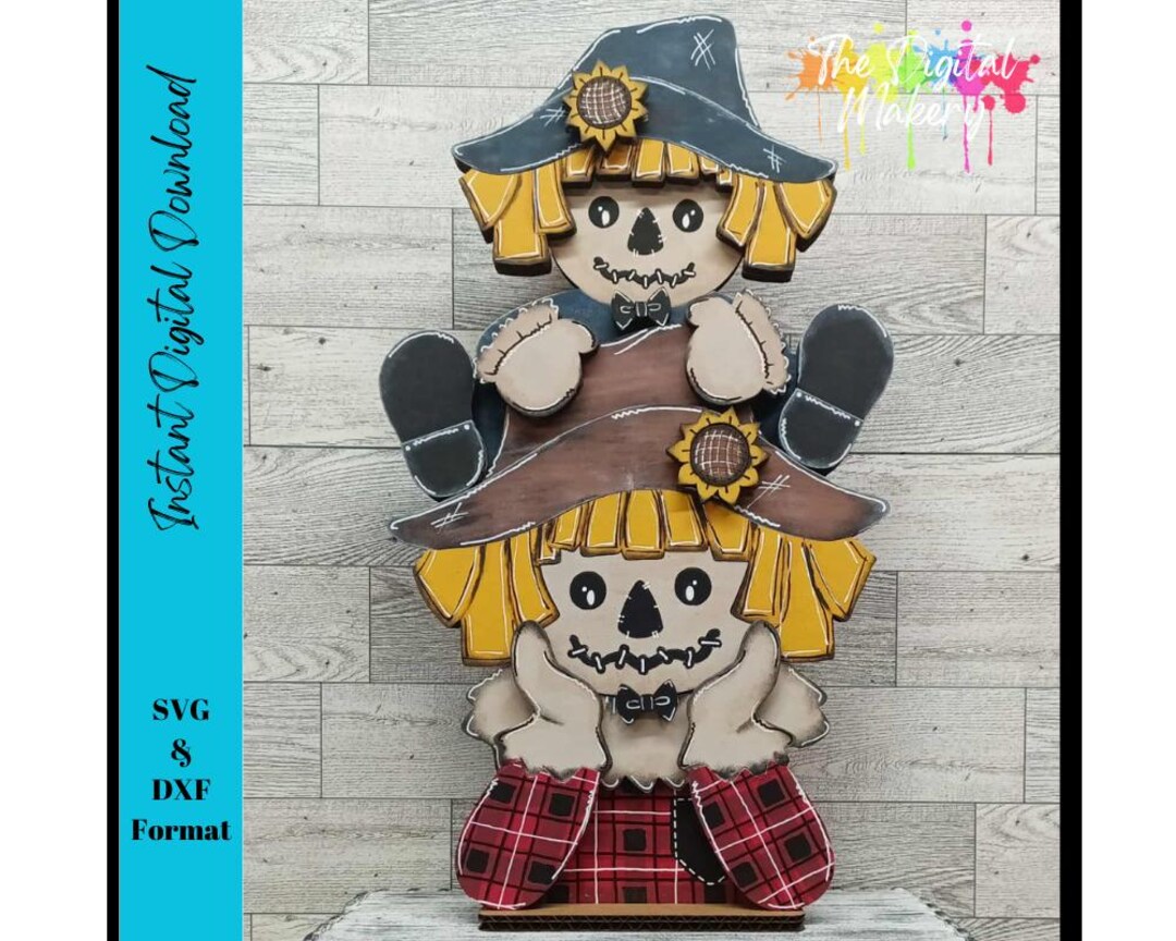 Stacked Scarecrows SVG File: Fall Thanksgiving Decor (digital Download ...