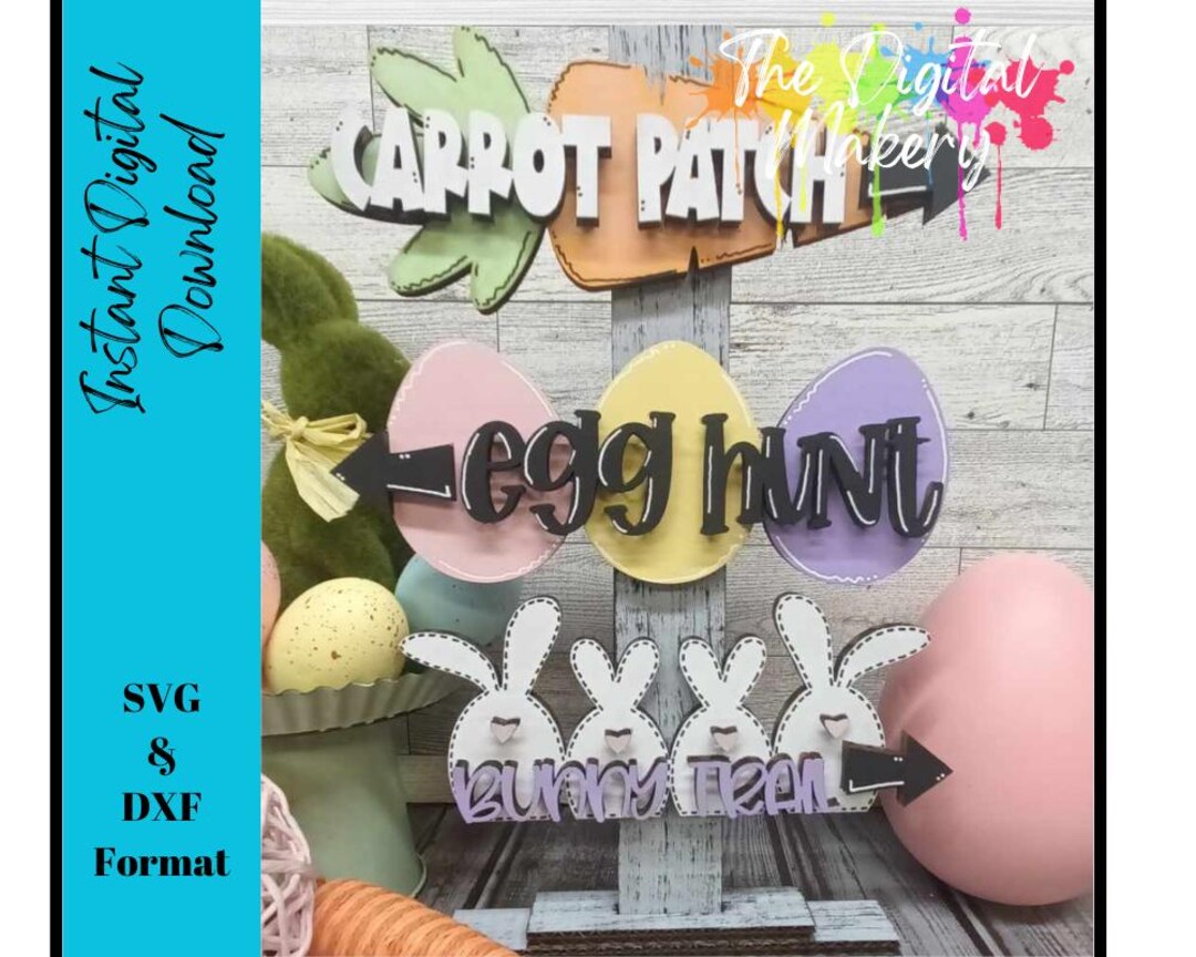 Easter Direction Sign SVG | Bunny Trail File | Easter Egg Hunt SVG ...