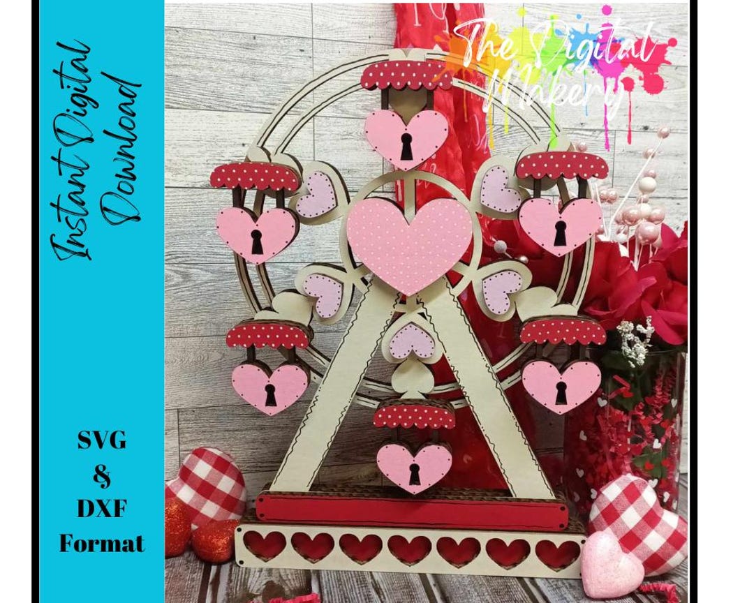 Valentine's Day SVG | Valentine's Ferris Wheel Laser Cut File ...
