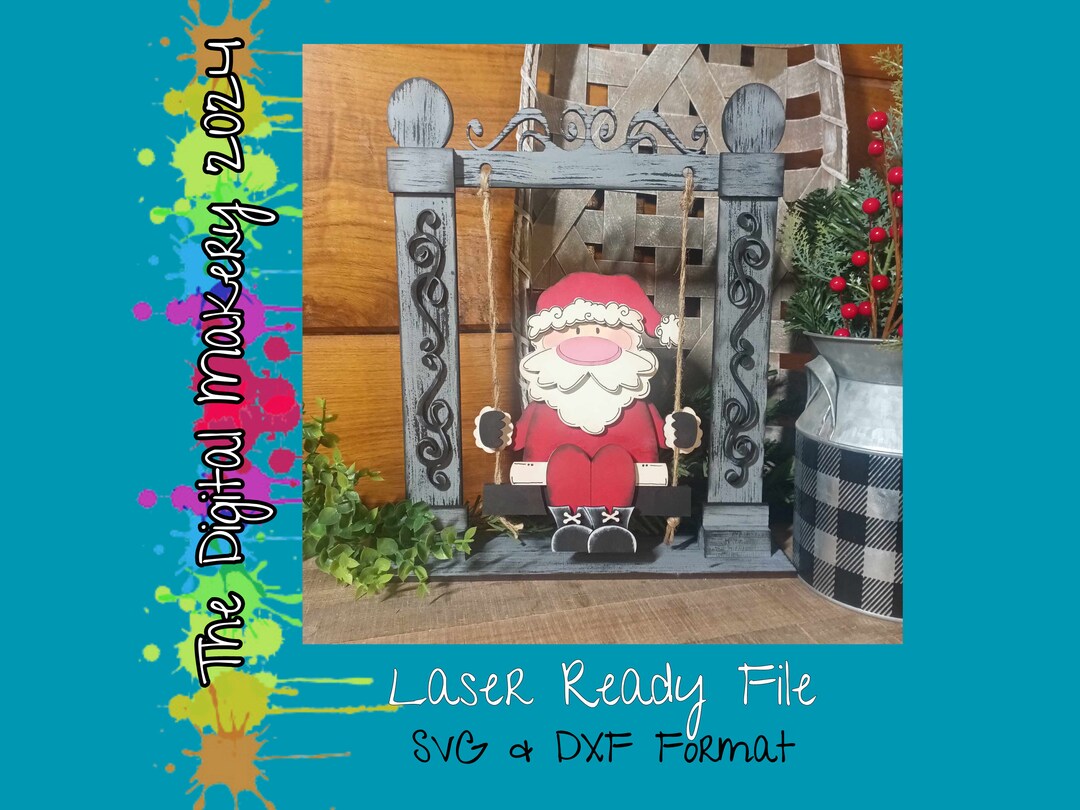 Swinging Santa Laser File | Santa SVG File | Christmas DXF File ...