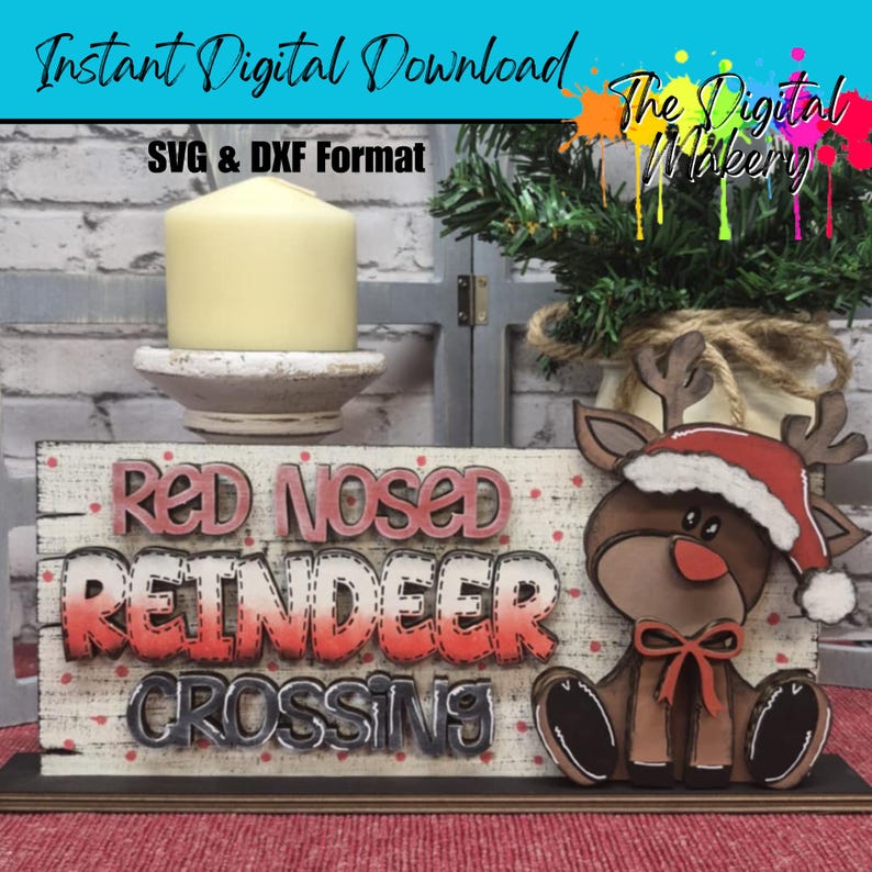 Red Nosed Reindeer SVG | Christmas Reindeer File | Reindeer Crossing ...