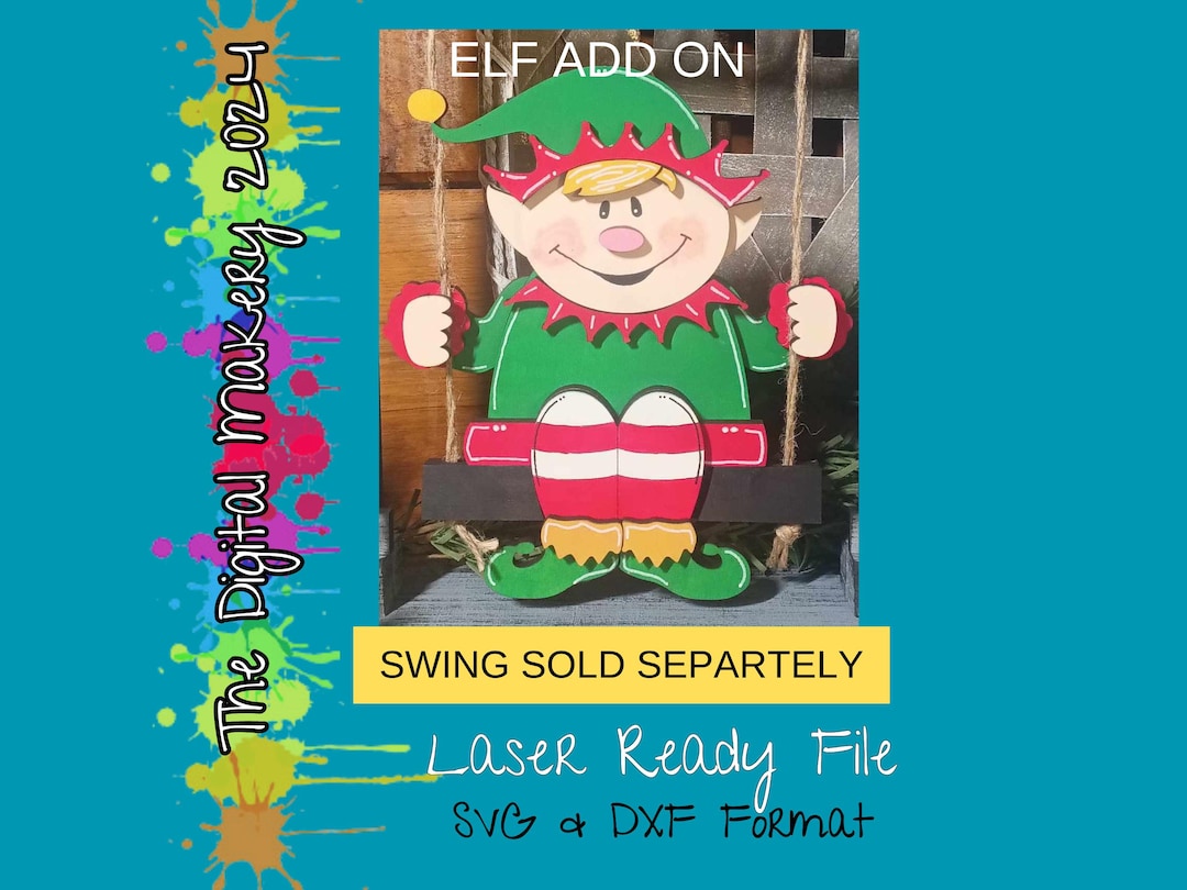 Swinging Elf Add on Laser Cut File | Christmas Elf SVG | Swinging Elf ...
