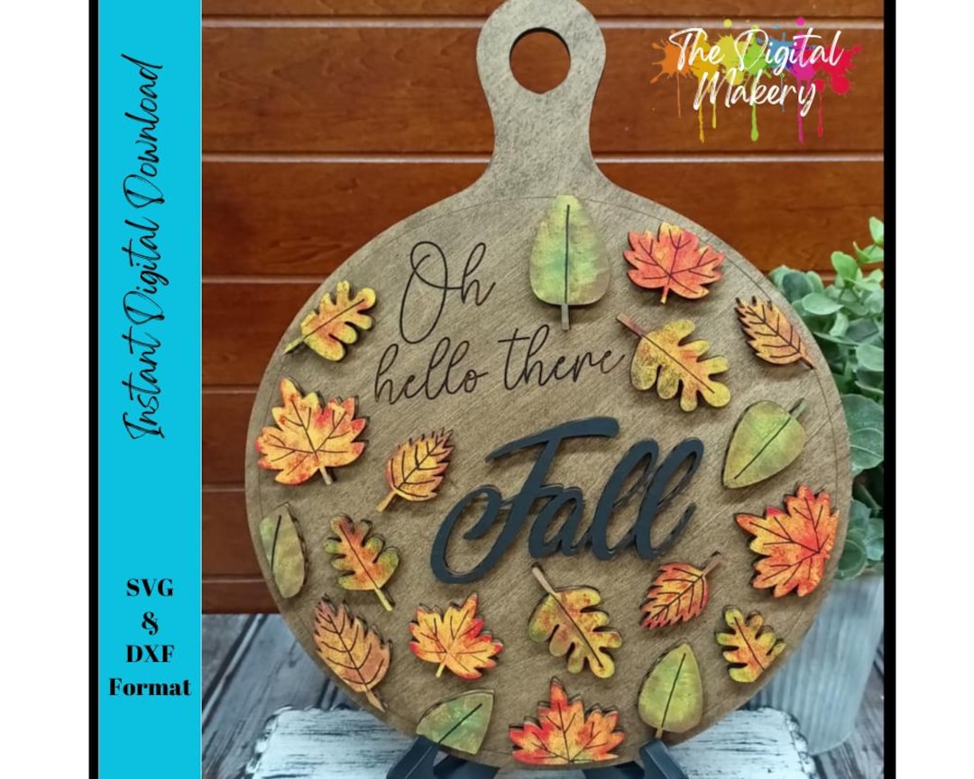 Fall Cutting Board SVG | Hello Fall SVG | Fall Leaf Cutting Board File ...