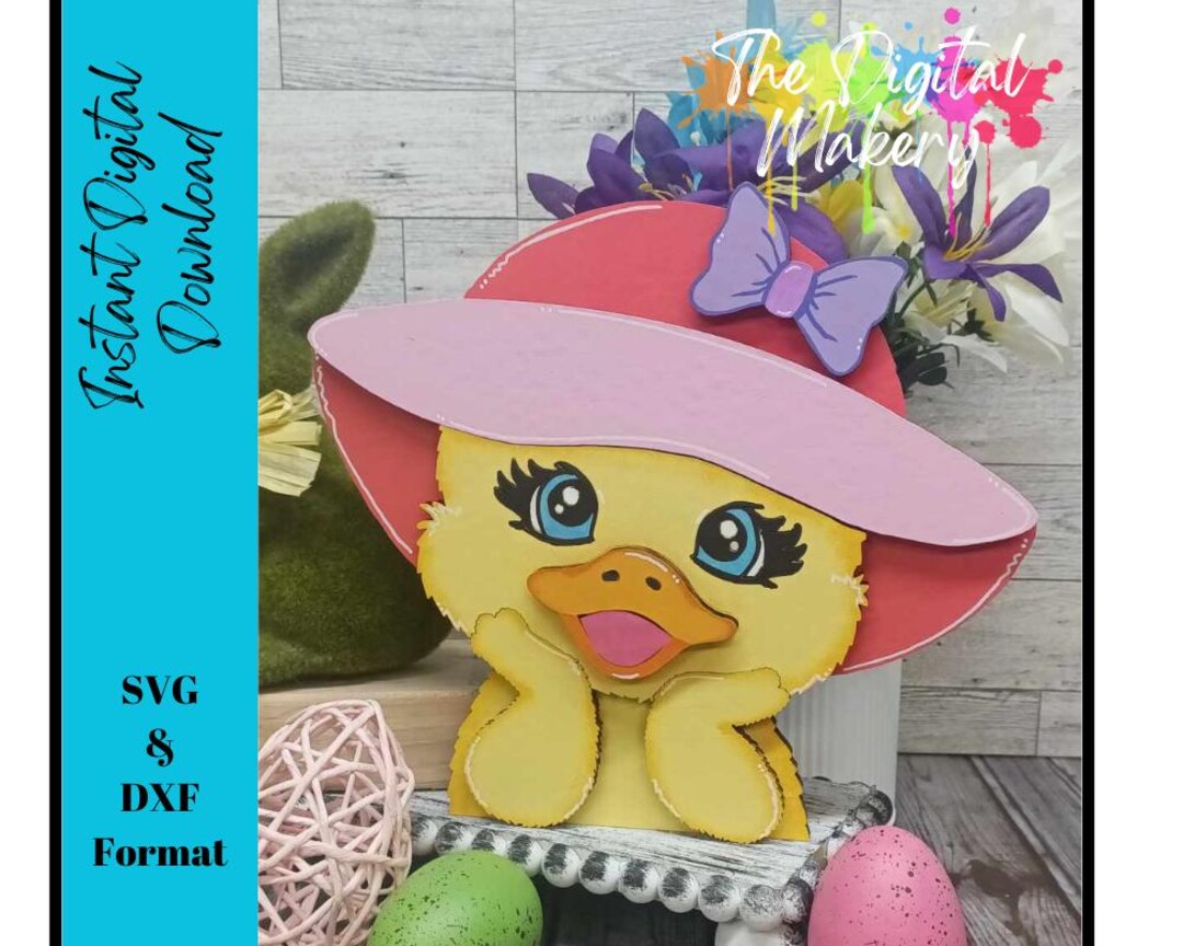 Cute Easter Duck SVG | Floppy Hat Duck File | Easter Shelf Sitter File ...