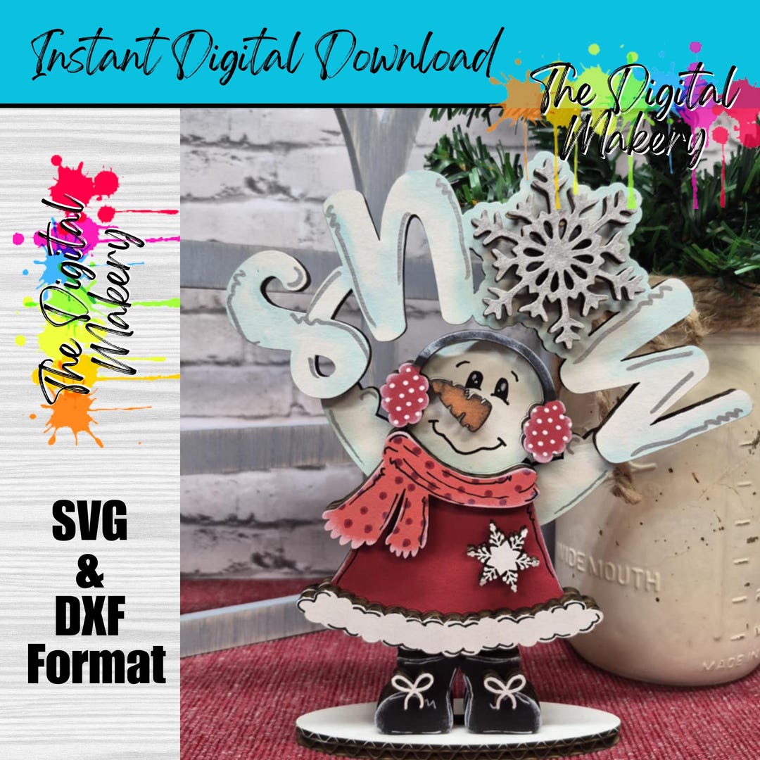 Winter Snowman Girl SVG | Snow Girl SVG | DIY Winter Decor File ...