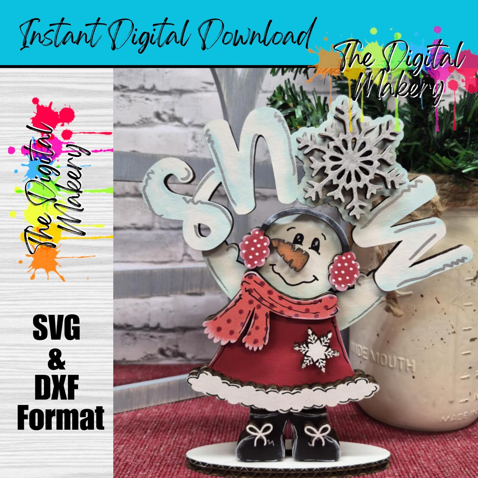 Winter Snowman Girl SVG | Snow Girl SVG | DIY Winter Decor File ...