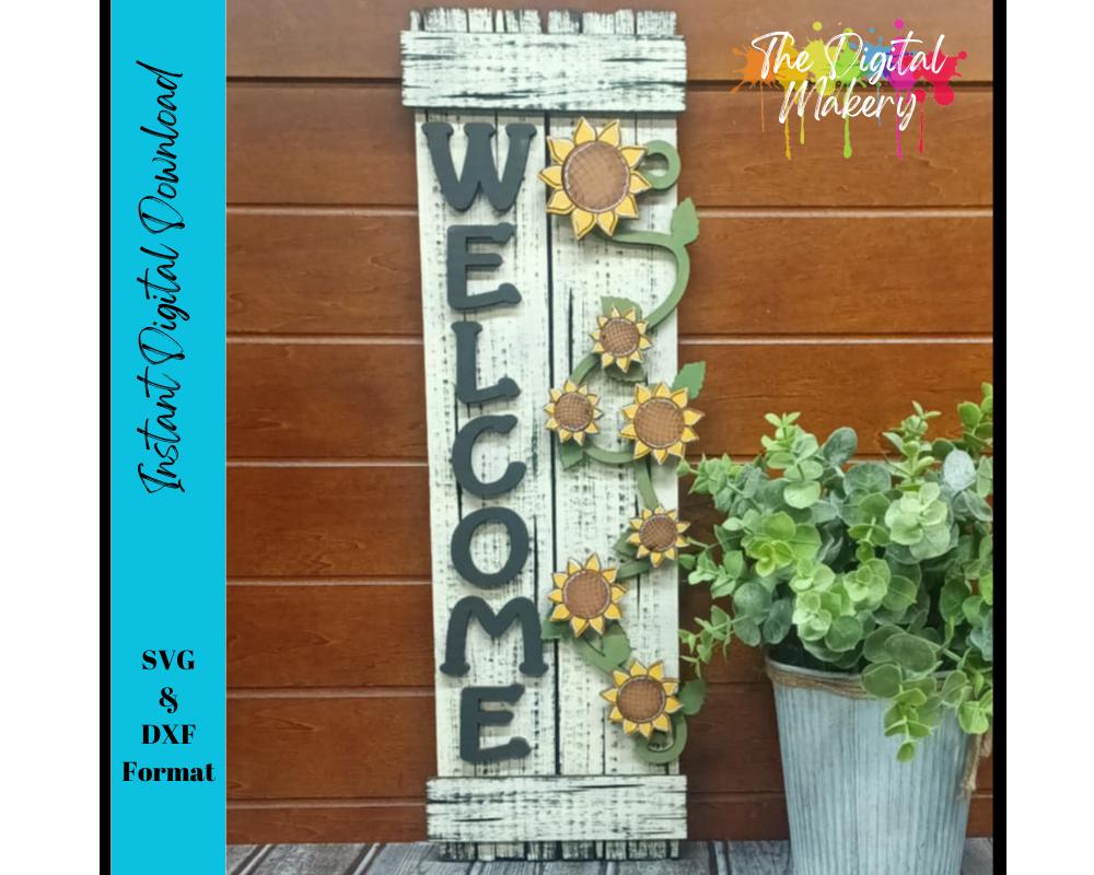 Welcome Sunflower Sign SVG | Sunflower Decor File | Welcome SVG | DIY ...