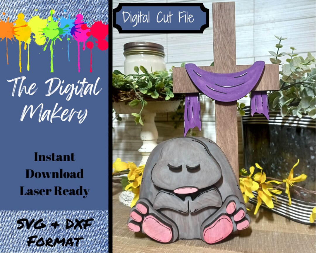 Praying Bunny Laser File Religious Bunny Religious Easter Praying Bunny ...