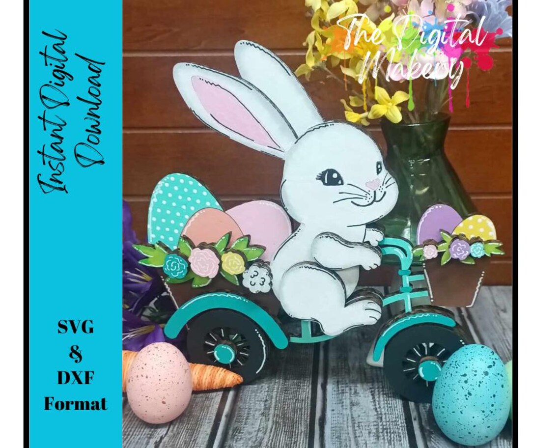 Easter Bunny on A Bike SVG | Easter SVG File | DIY Easter Decor File ...