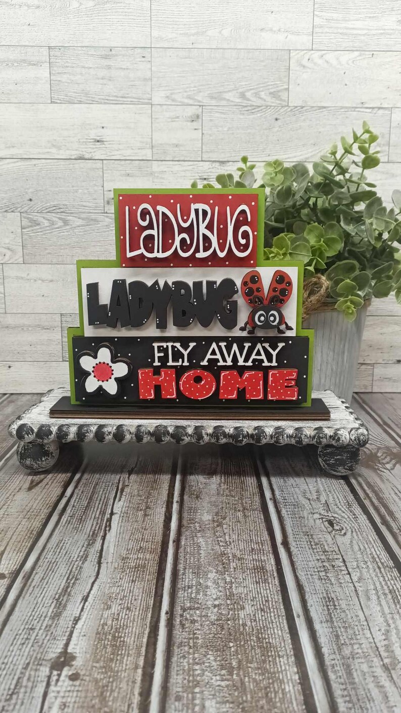 Ladybug Stacked Word Blocks File | Ladybug Decor SVG | Fly Away Home ...