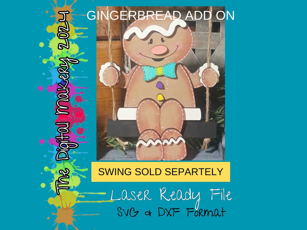 Gingerbread Swinger Add on Laser Cut File Gingerbread Man SVG Christmas ...