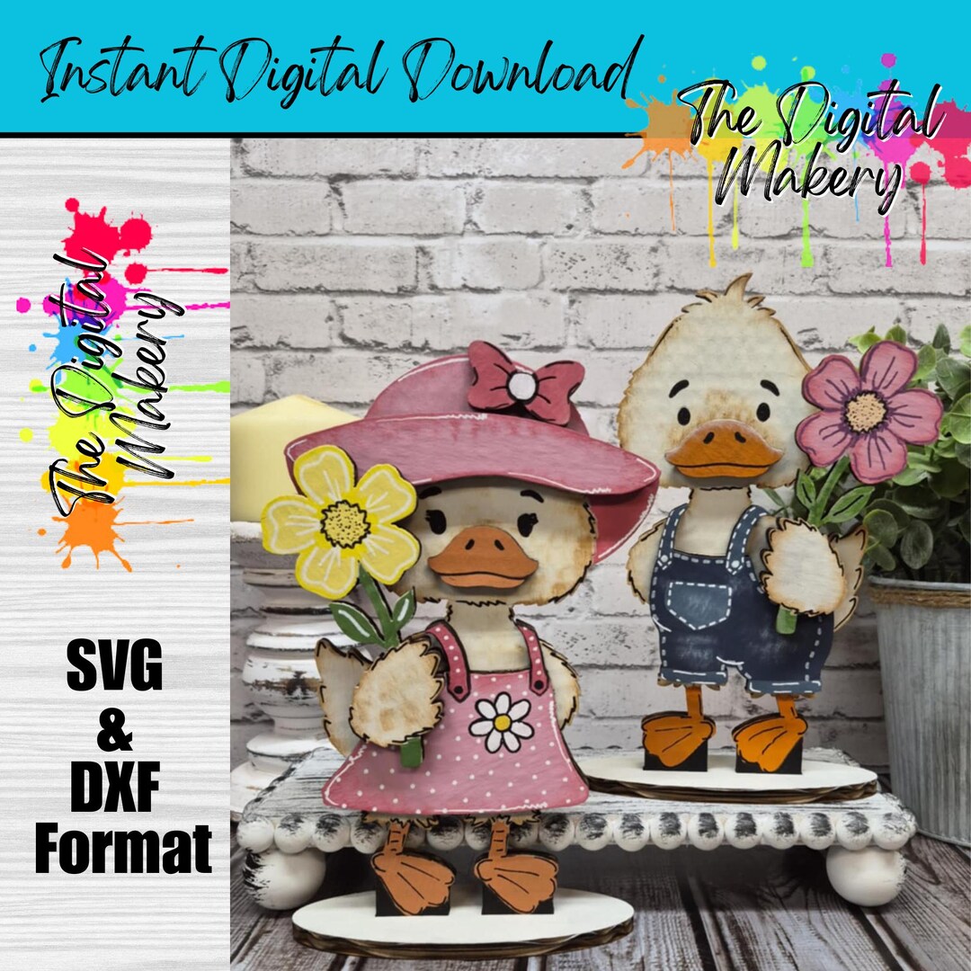 Spring Duck Pair SVG | Easter Duckies | Boy and Girl Duck File | DIY ...