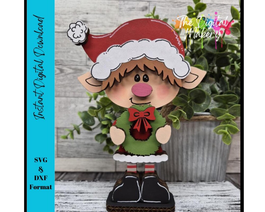 Christmas Elf SVG | Santa's Elf File | Elf With Wreath SVG | DIY ...