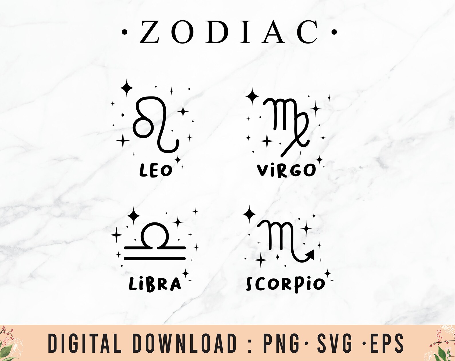 Cute Astrology Zodiac SVG Bundle | 12 Zodiac Signs SVG | Constellation ...