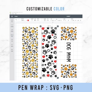 Dog Paw Pen Wrap ,dog Mom Pen Wrap, Dog Lover Pen Wrap ,pettern Pen ...