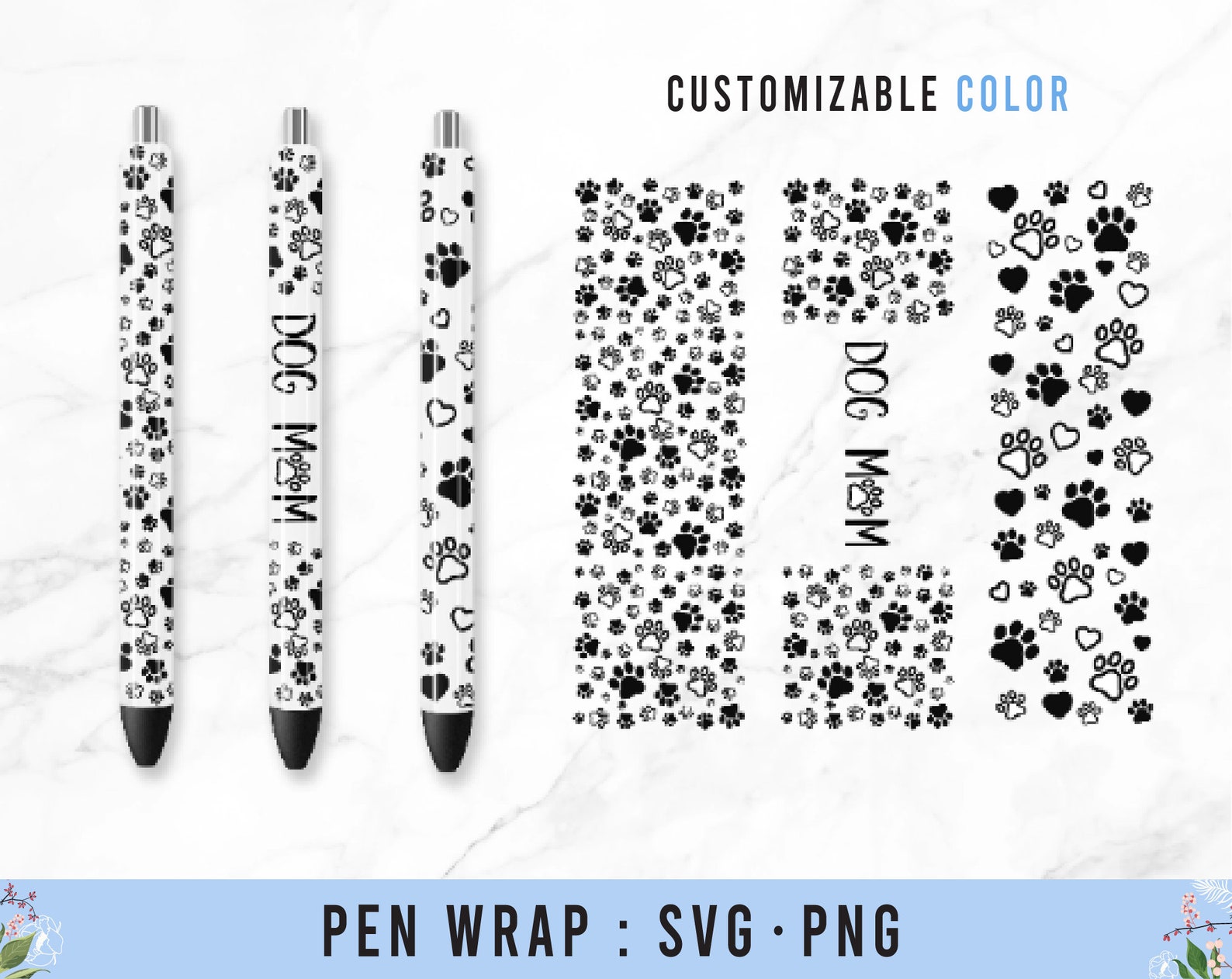 Dog Paw Pen Wrap ,dog Mom Pen Wrap, Dog Lover Pen Wrap ,pettern Pen ...