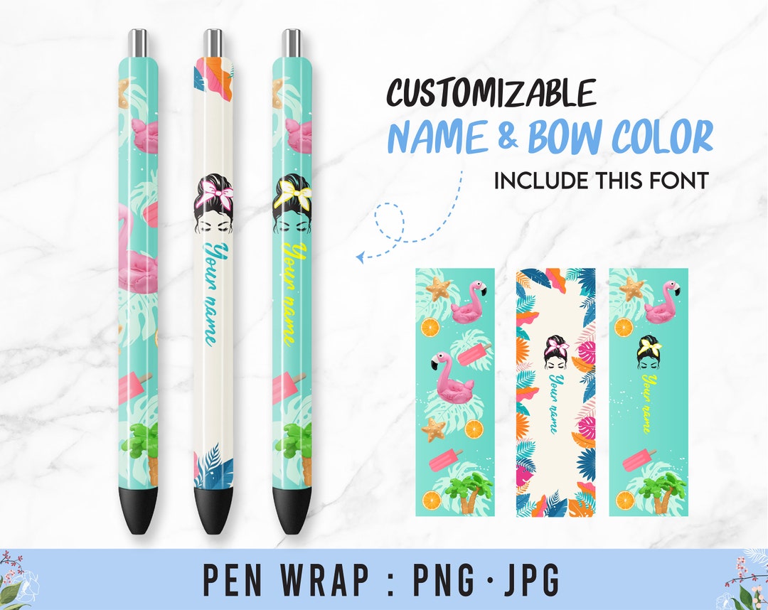 Summer With Messy Bun Pen Wraps, Summer Pen Wraps, Pen Waterslides ...
