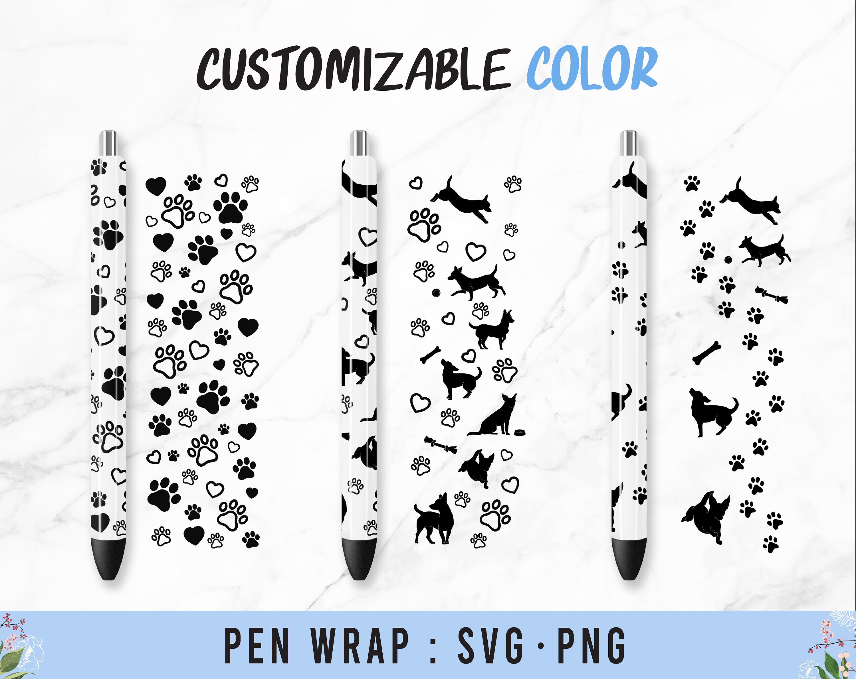 Dog Paw Pen Wrap ,dog Love Pen Wrap, Dog Lover Pen Wrap ,SVG Pen Wrap ...