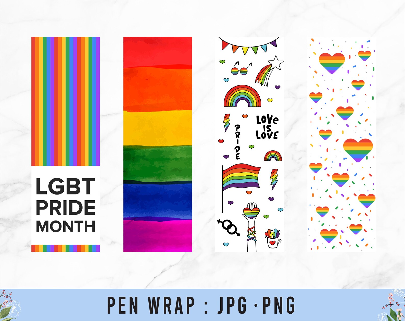 LGBTQ Pen Wrap Pride Month Pen Wrap Love is Love Pride Flag Pen Wrap ...