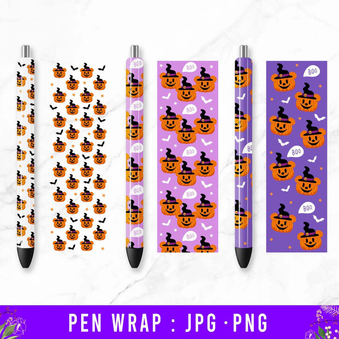 Mouse Halloween Pen Wrap Png Bundle, Mouse Ears Pumpkin Png, Epoxy Pen ...