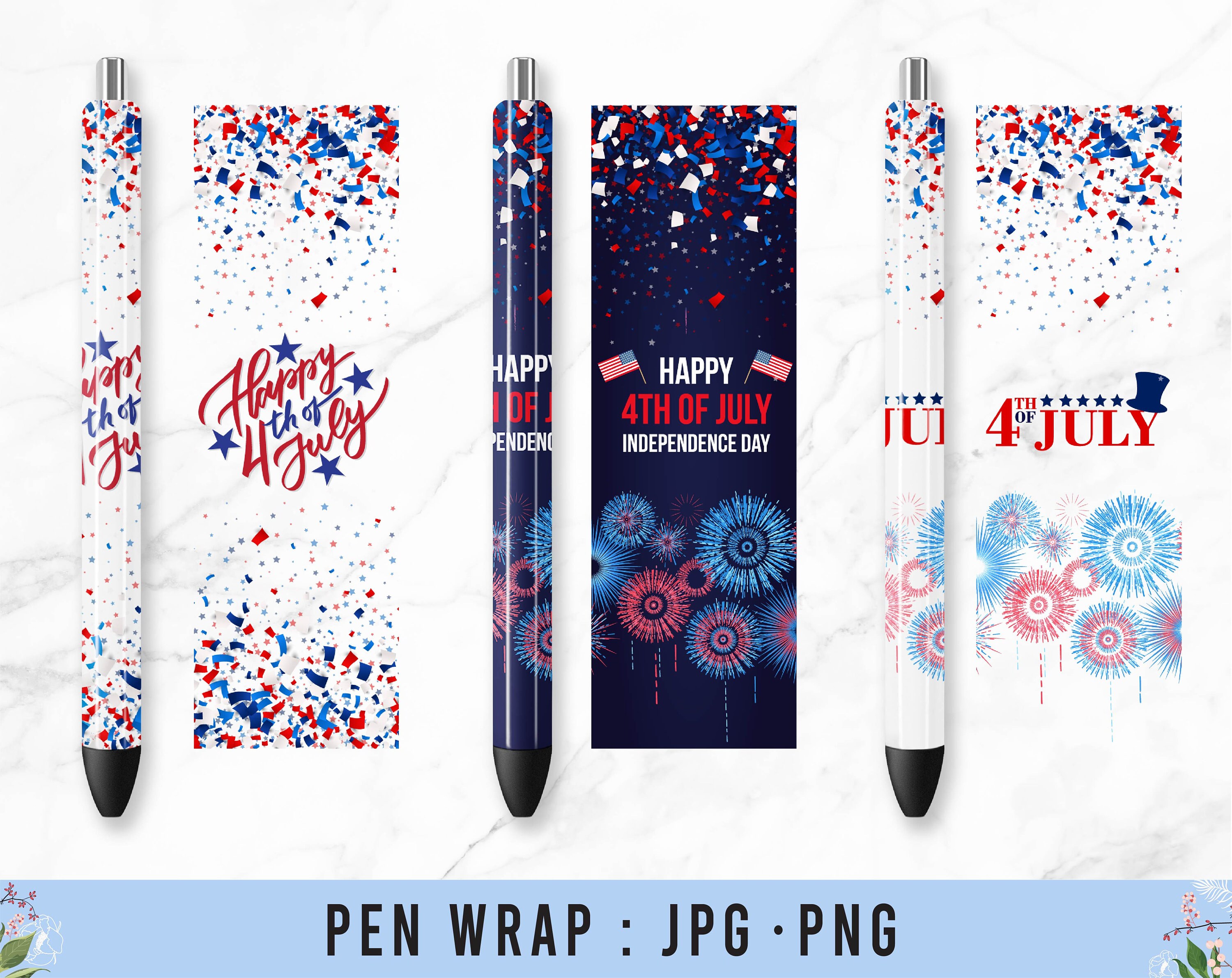 4th of July Pen Wrap | July 4th Month Pen Wrap | Firework | American ...