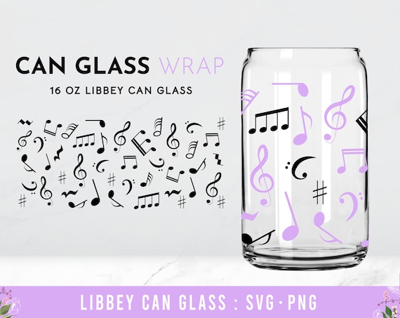 Music Note Glass Wrap Svg Music Note 16 Oz Libbey Full Wrap - Etsy