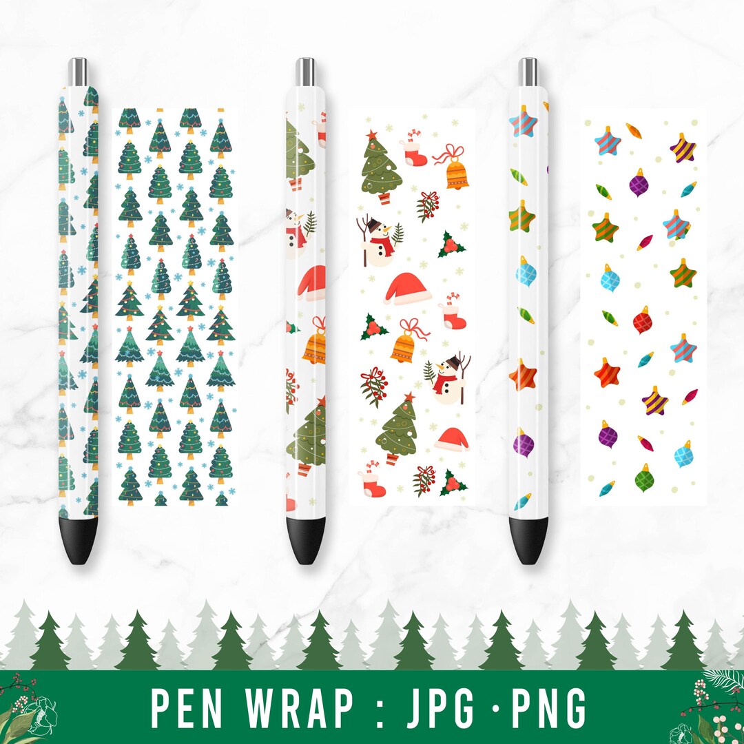 Christmas Pen Wrap Bundle, Cute Christmas Pen Wrap, Christmas Gift, Pen ...