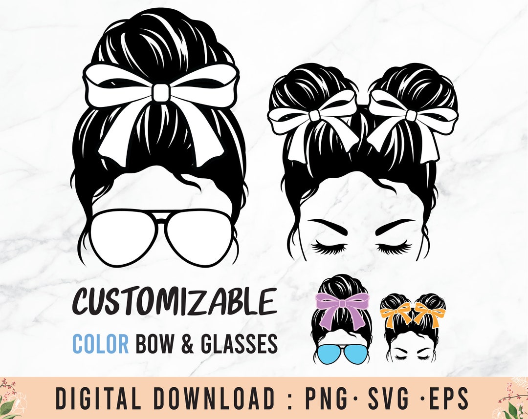 Messy Bun Bow SVG, Love Mom Life Kid Life SVG, Mom Daughter Svg, Love ...