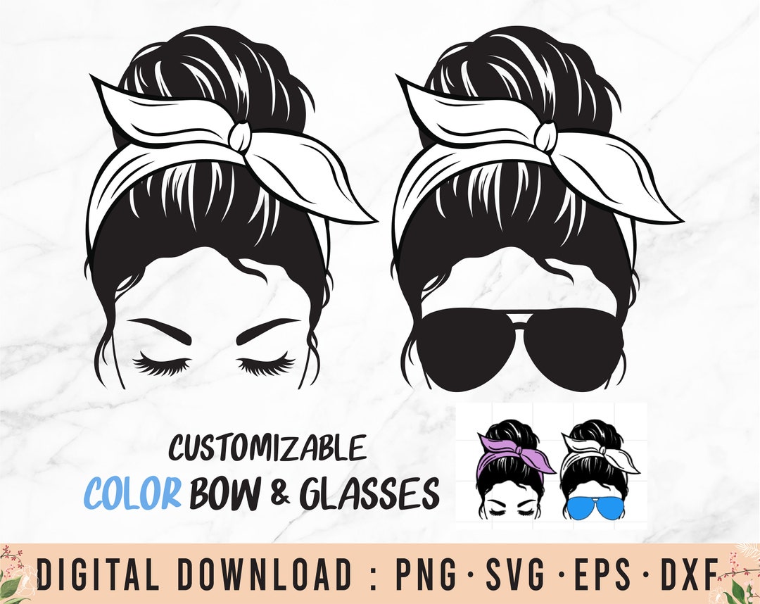 Messy Bun Headband Bow Svg Sunglasses Svg Mom Life Headband Bow Svg