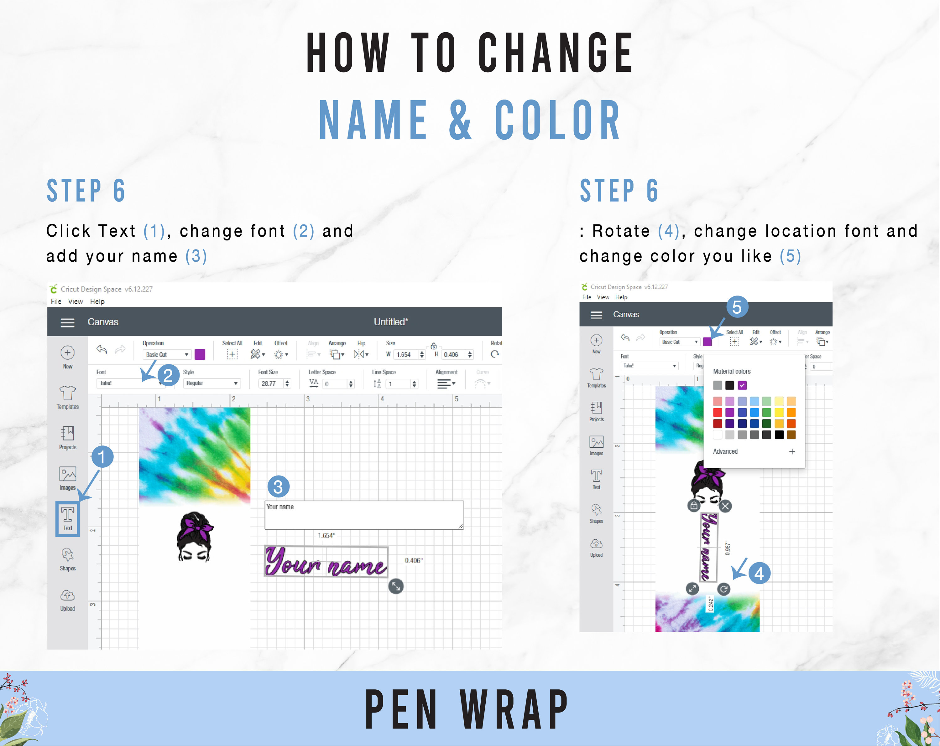 Forget Me Not Epoxy Glitter Pen Wrap Watercolor Floral Pen - Etsy