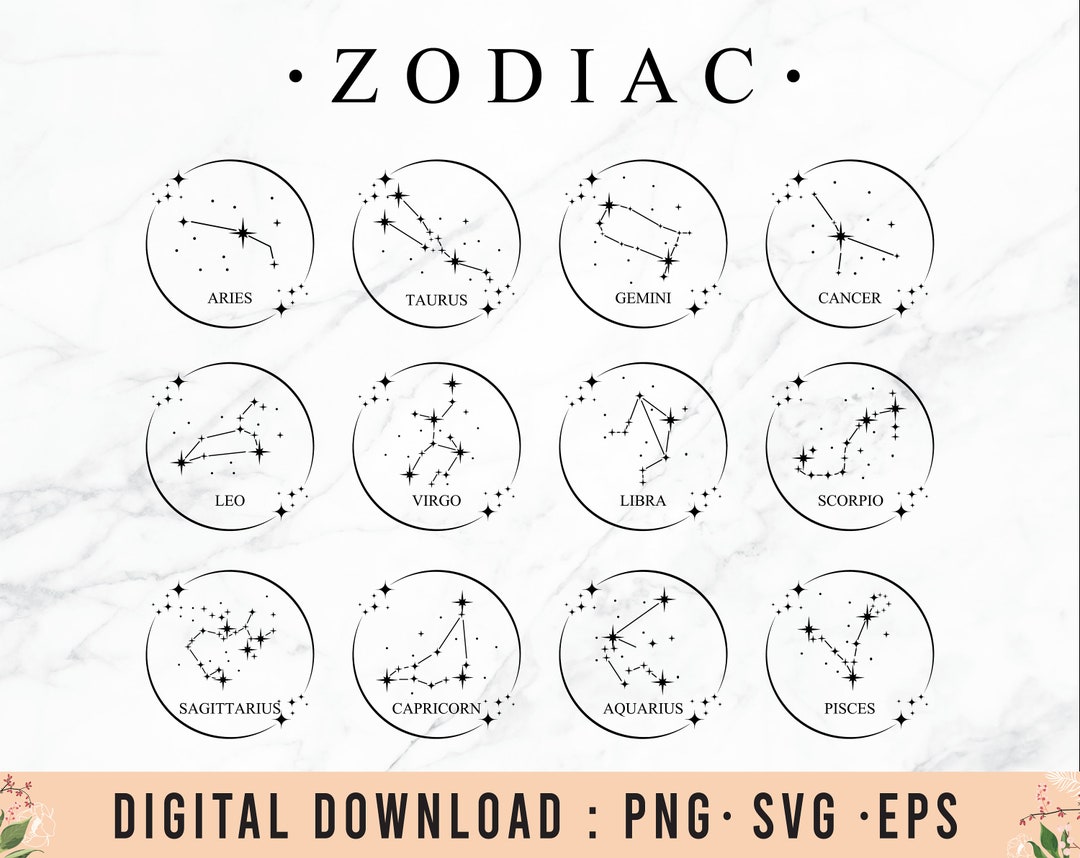 Astrology Zodiac Circle SVG Bundle | 12 Zodiac Signs SVG ...