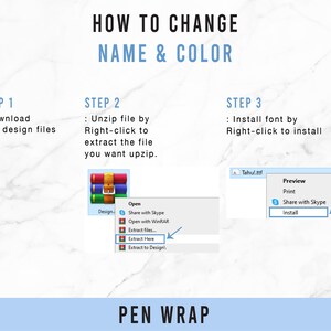 Forget Me Not Epoxy Glitter Pen Wrap, Watercolor Floral Pen Wrap ...