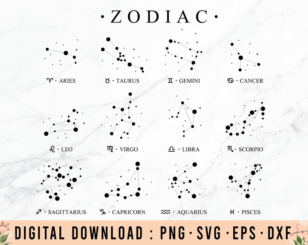 Astrology Zodiac SVG Bundle | Zodiac Signs SVG | Constellation Svg ...