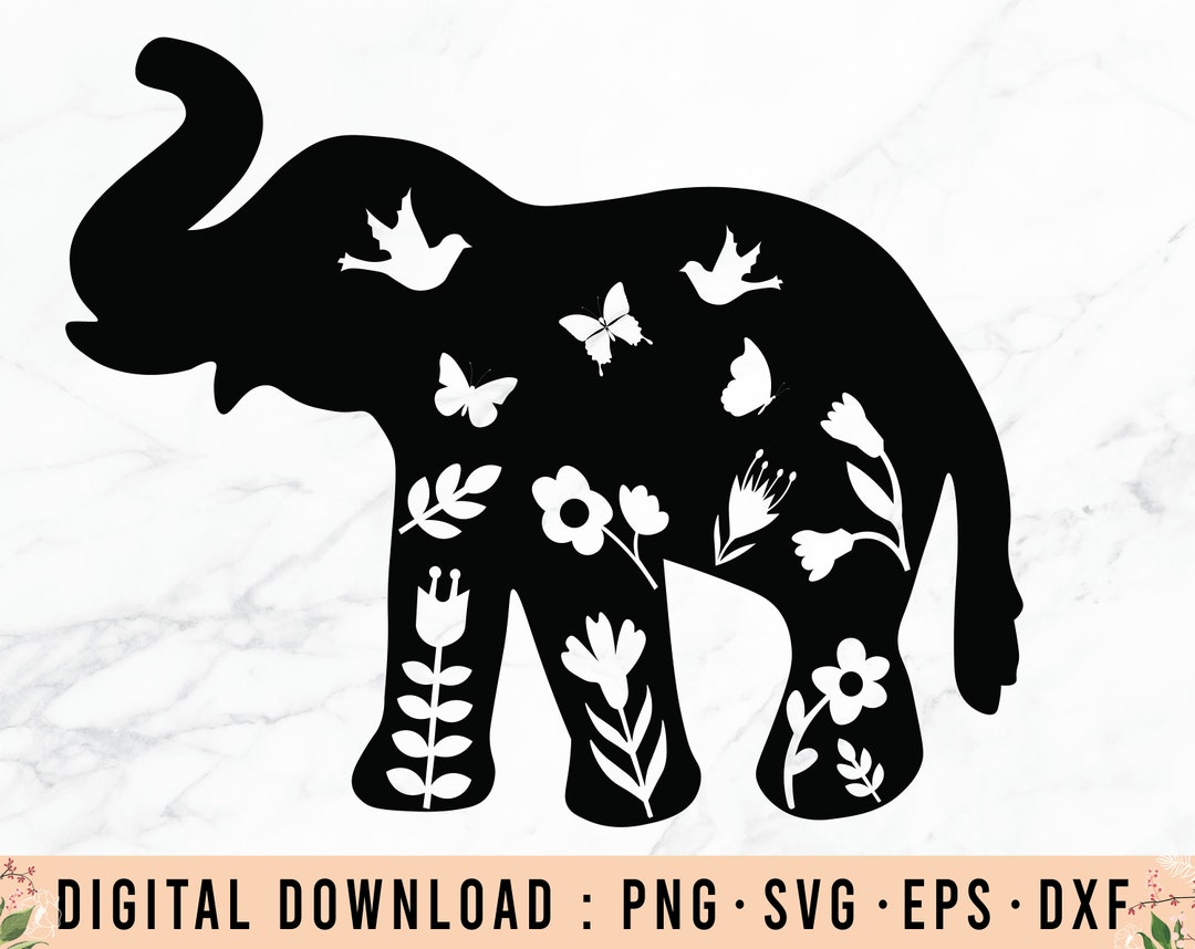 Elephant, Elephant Flower, Elephant Svg, Flower, Animal, Animal Flower ...