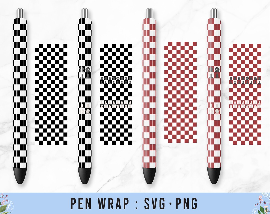 Chess Board Pen Wrap SVG, Black and White Chess Board and Chess Pieces ...