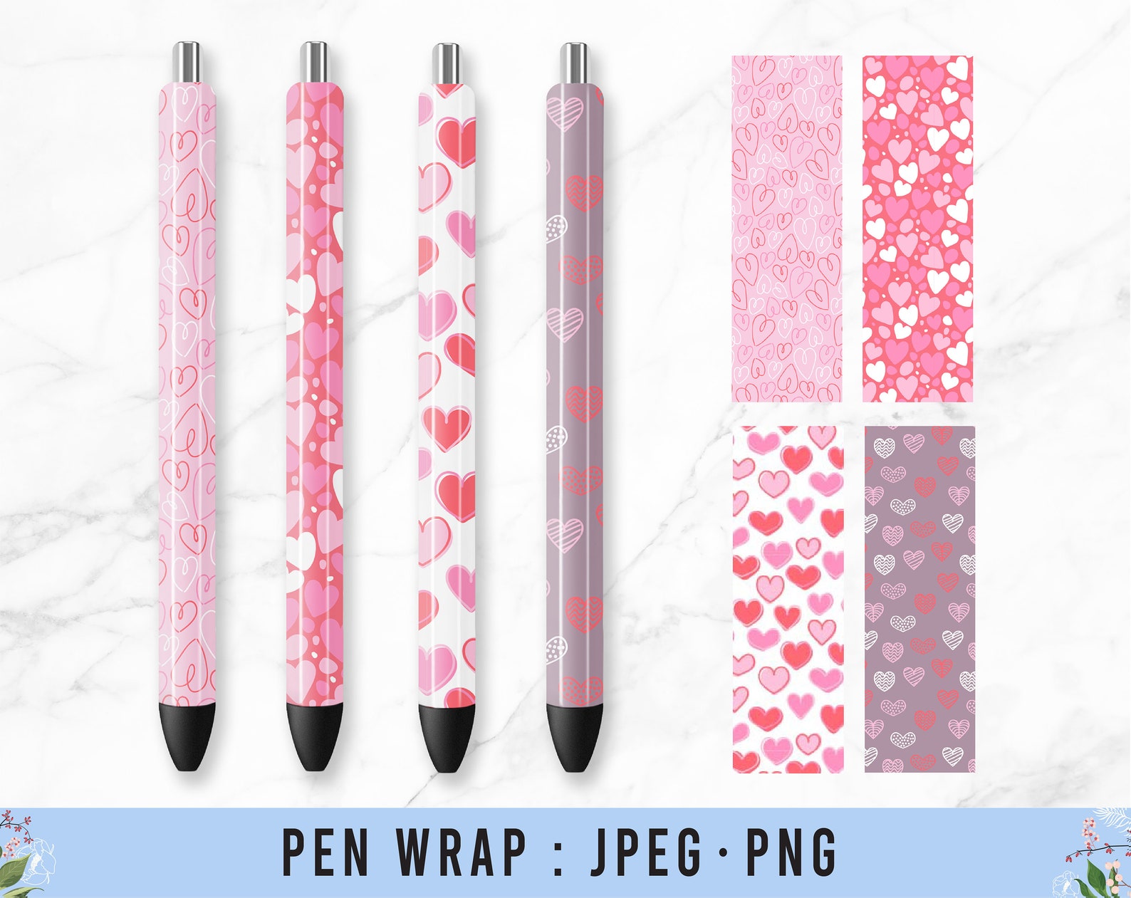 Heart Pen Wraps Love Pen Wrap Hearts Epoxy Pen Wrap Epoxy | Etsy