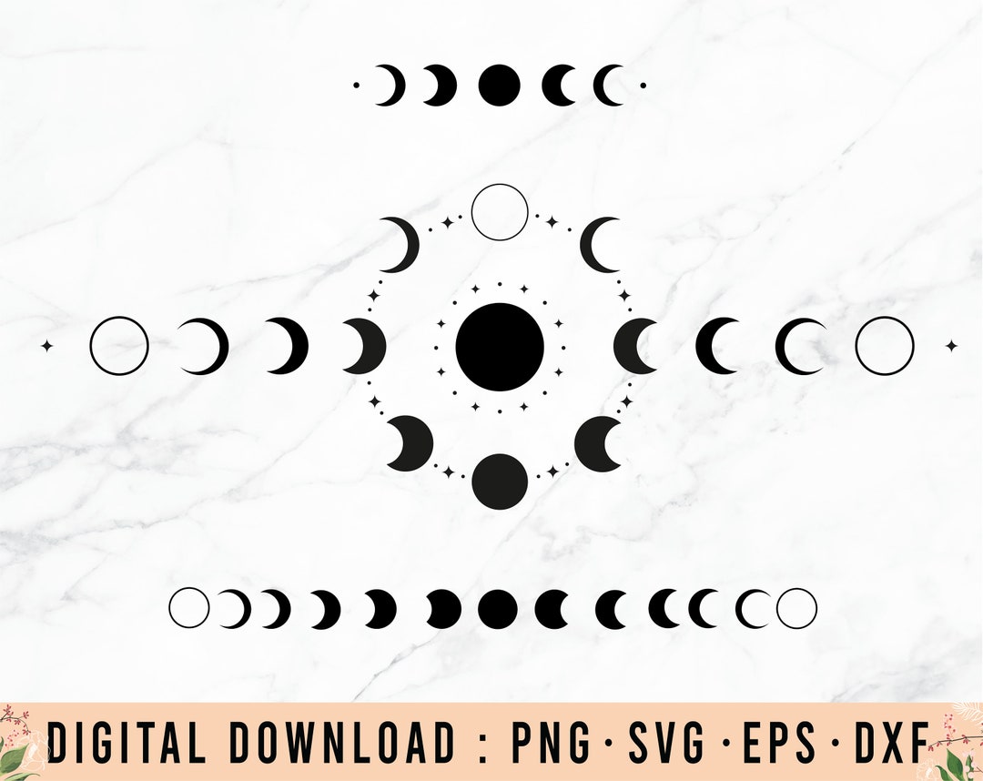 Moon Phases Astronomy Icon Set | Moon Phases Svg, Celestial Svg ...