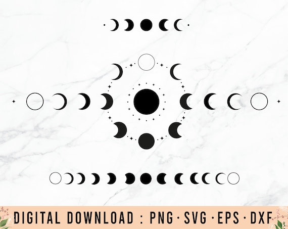 Moon Phases Astronomy Icon Set Moon Phases Svg Celestial | Etsy