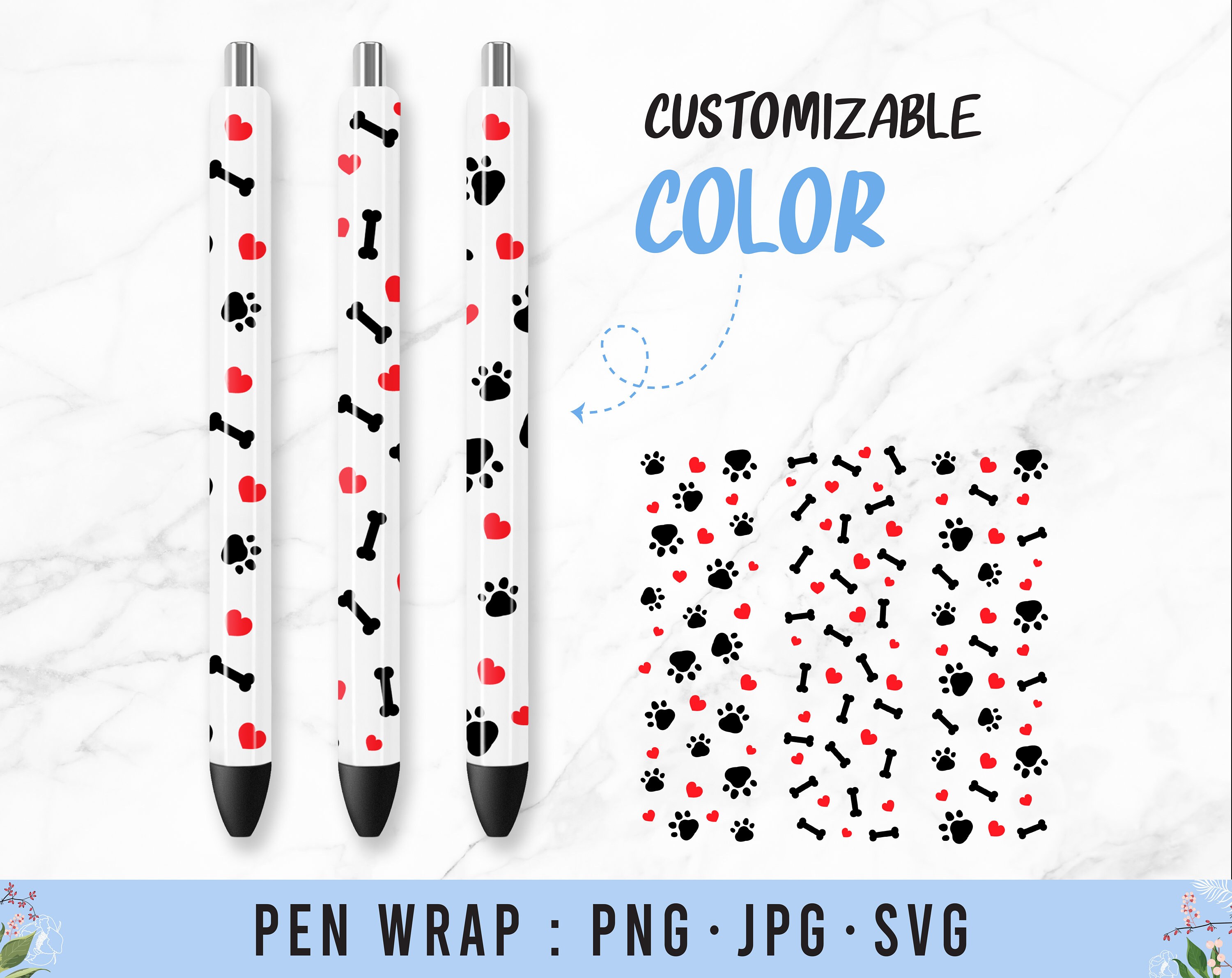 Dog Paw Pen Wrap SVG PNG | Cute Bone Svg | Pen Wrap Svg - Etsy