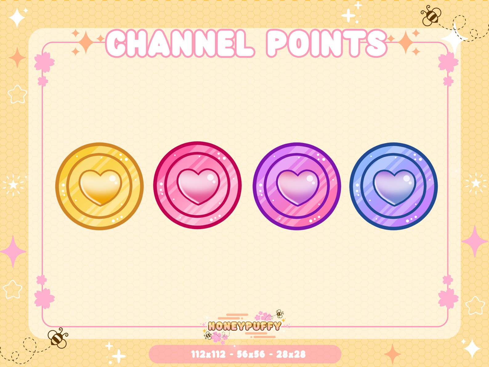 4x HEART Coins Twitch / Channel Point / Emote / Badges / Kawaii ...