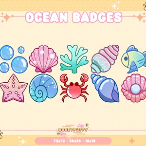 Ocean Themed Pastel Twitch Badges: Sub Badges - Bit Badges - Twitch ...