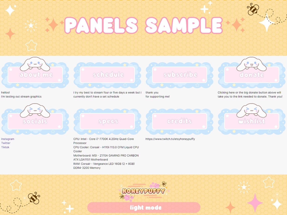 Cute Bunny Plush White Cinnamon Puppy Twitch Panels / Dreamy Kawaii ...