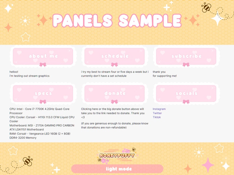 Pastel Pink Lace Girly Twitch Panels / Cute Twitch Panels / Custom ...