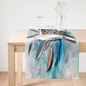 Feather Table Runner, Native American Table Runner, Western Decor, Southwestern Table Decor ...