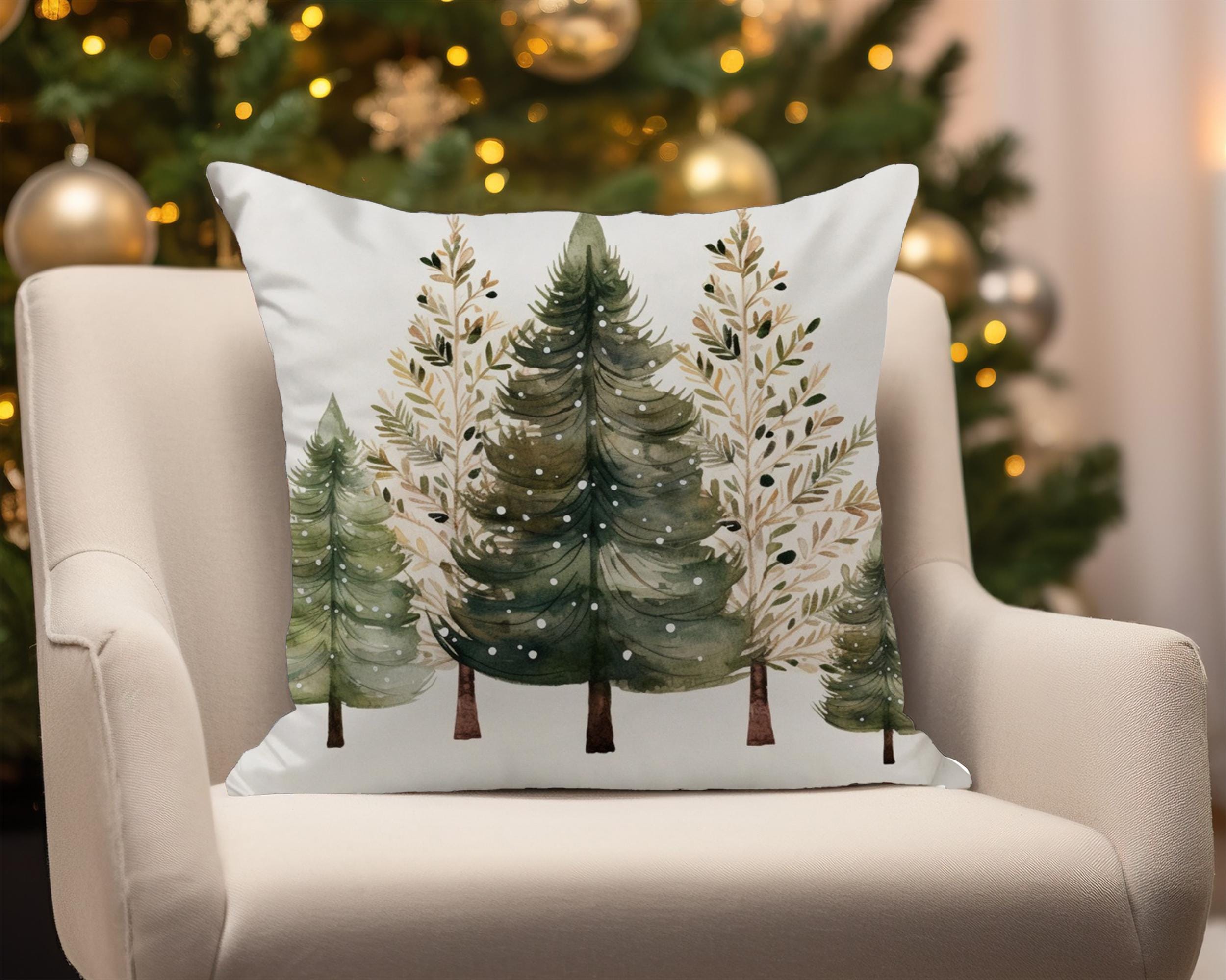 Winter Pine Tree Pillow Cover, Christmas Tree Throw Pillow, Xmas ...